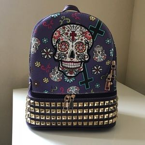 Bags | Purple Backpack With Skull Detail | Poshmark